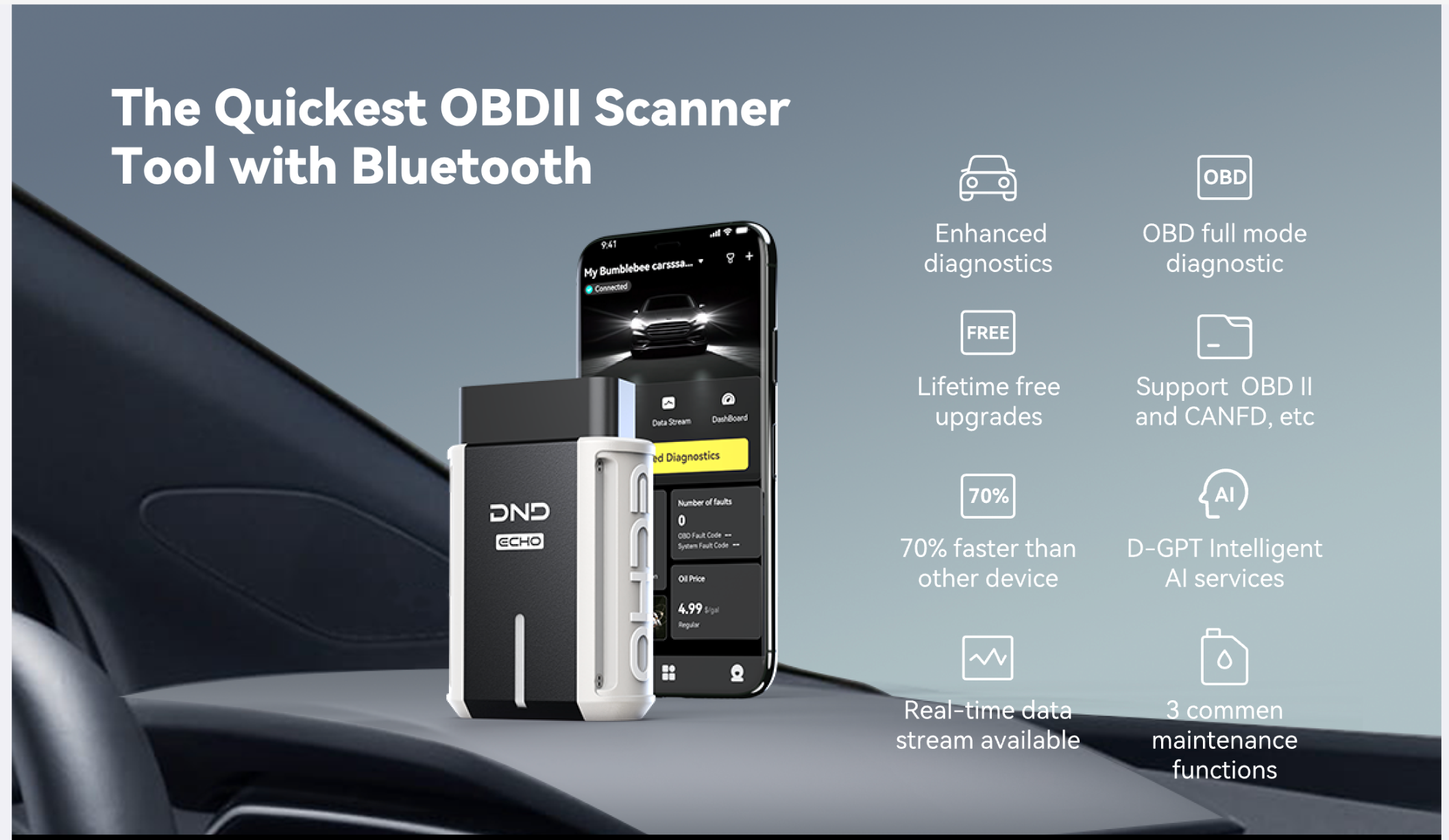 DND Echo Bluetooth OBDII Scan Tool for iPhone & Android – DND Store